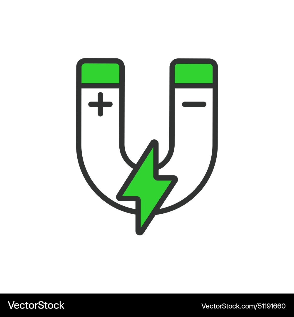 Magnet in line design green magnetic Royalty Free Vector