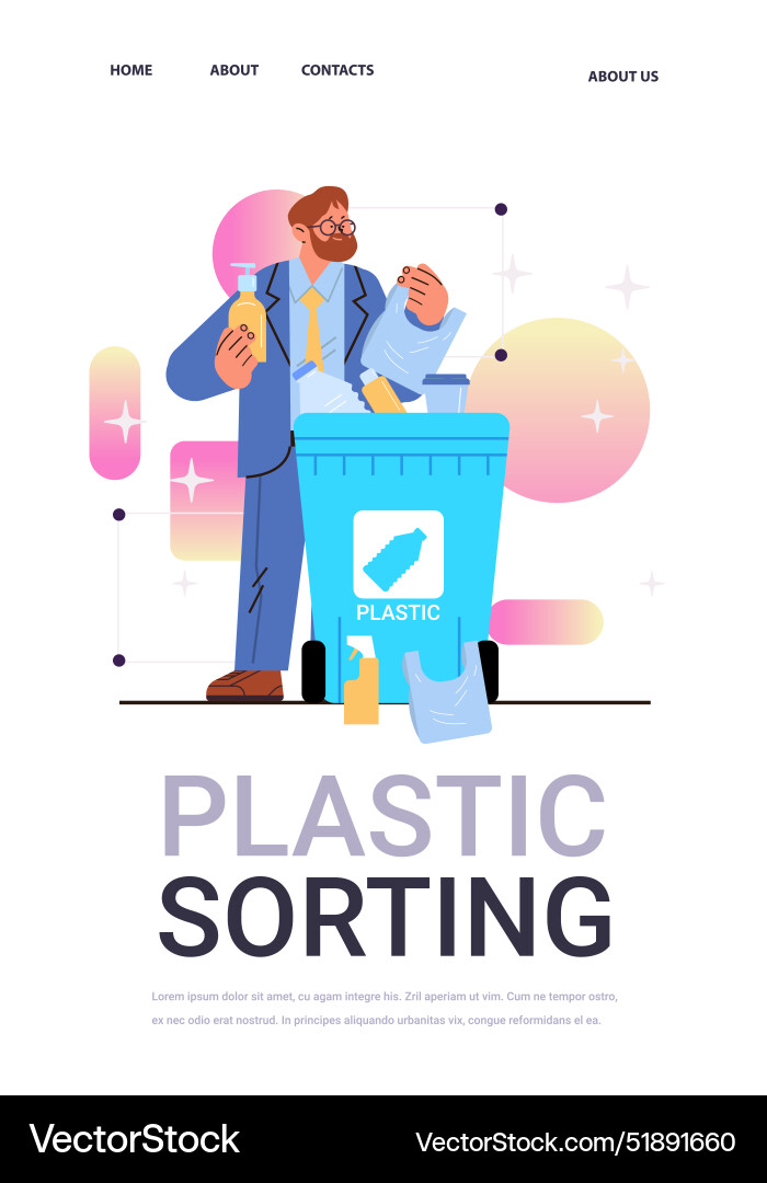 Plastic sorting man recycling waste management Vector Image