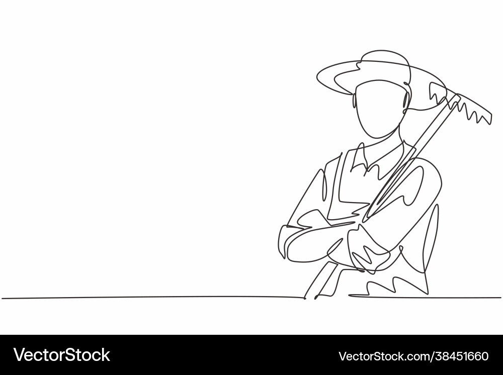 Single continuous line drawing young male Vector Image
