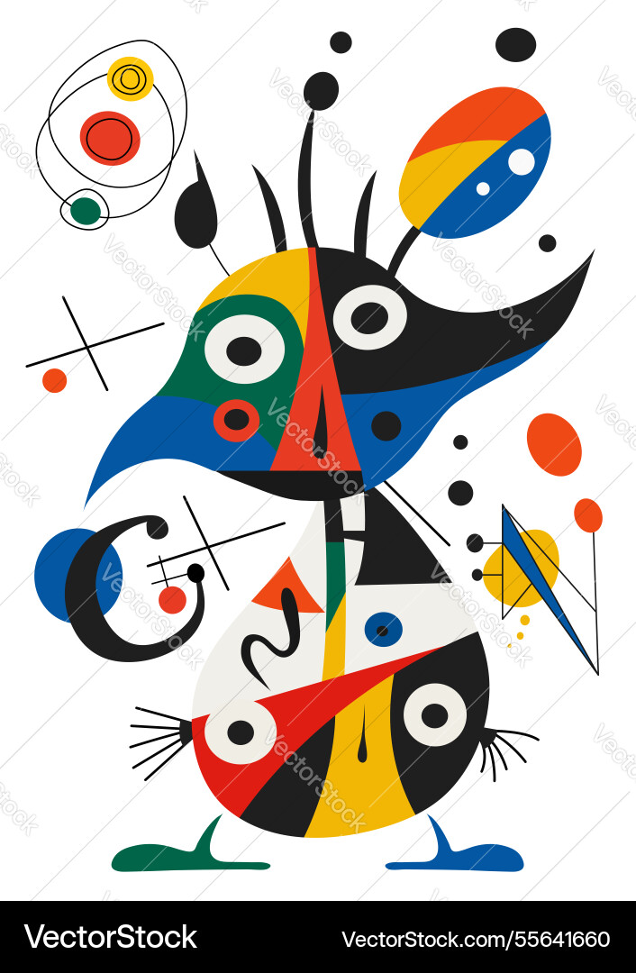 Surreal art in joan miro style Royalty Free Vector Image