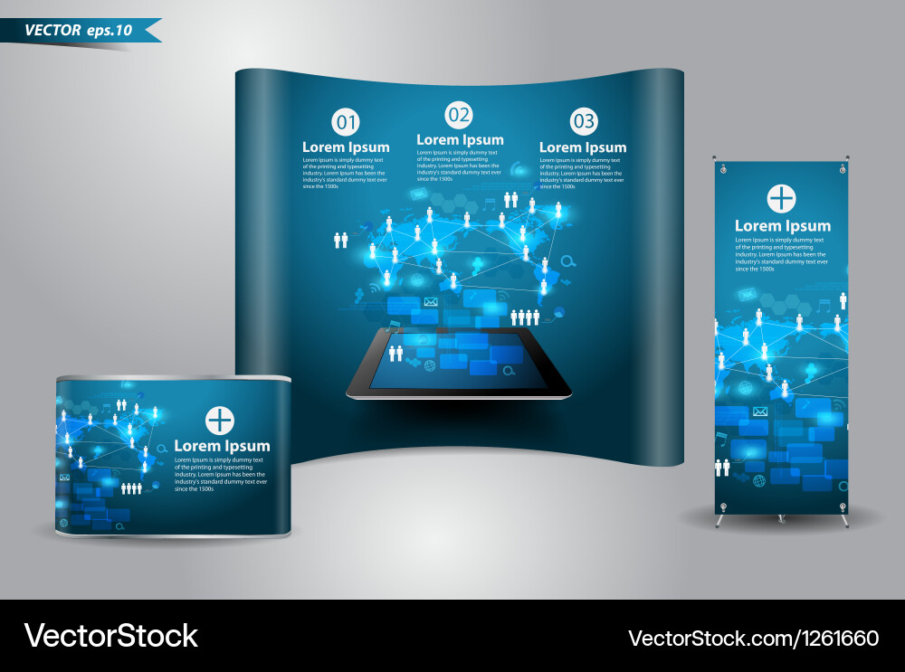 Trade exhibition with technology Royalty Free Vector Image