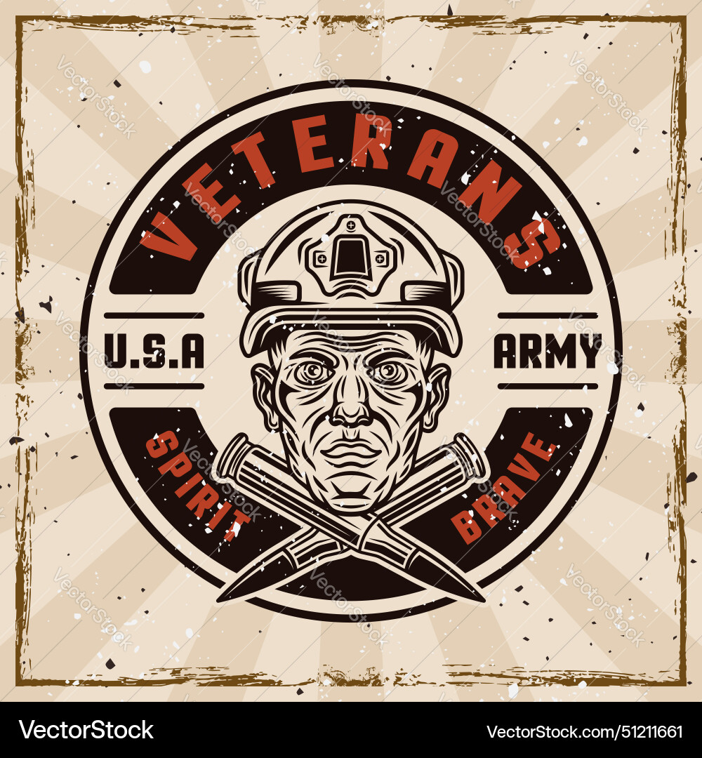 American veterans emblem with soldier head Vector Image