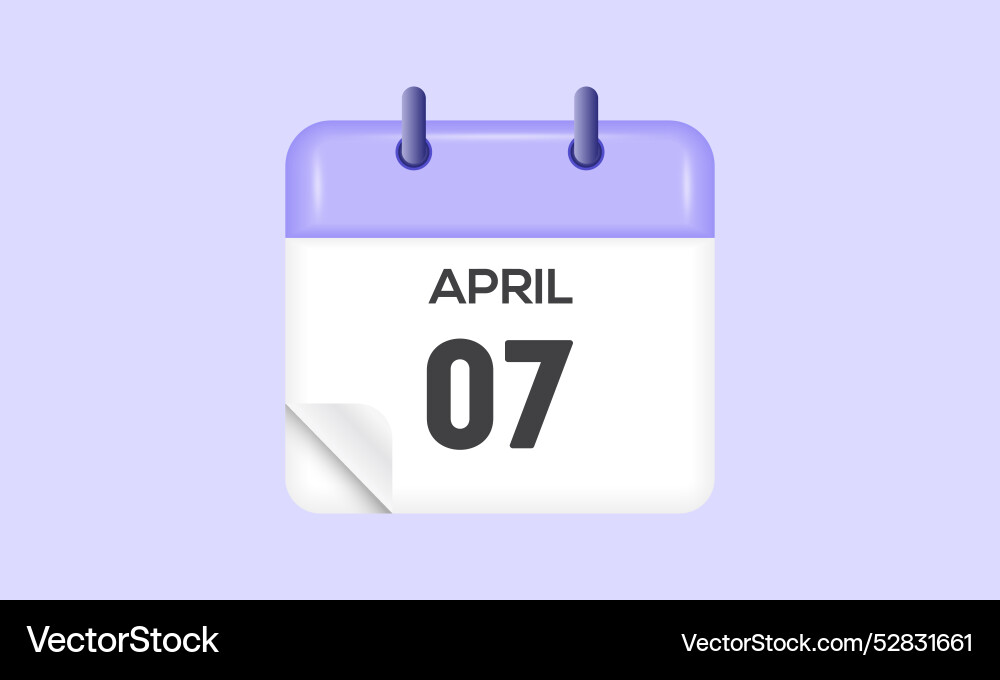 April 7 - calendar and time planner daily Vector Image