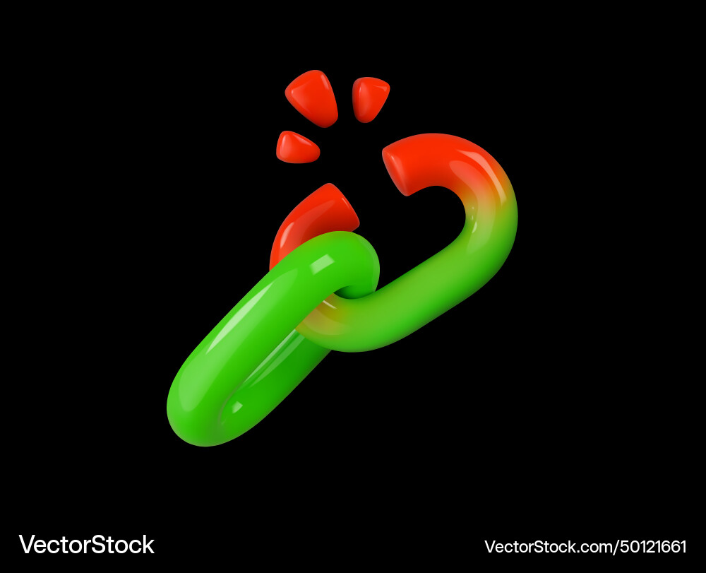 Broken chain 3d icon weakness link Royalty Free Vector Image