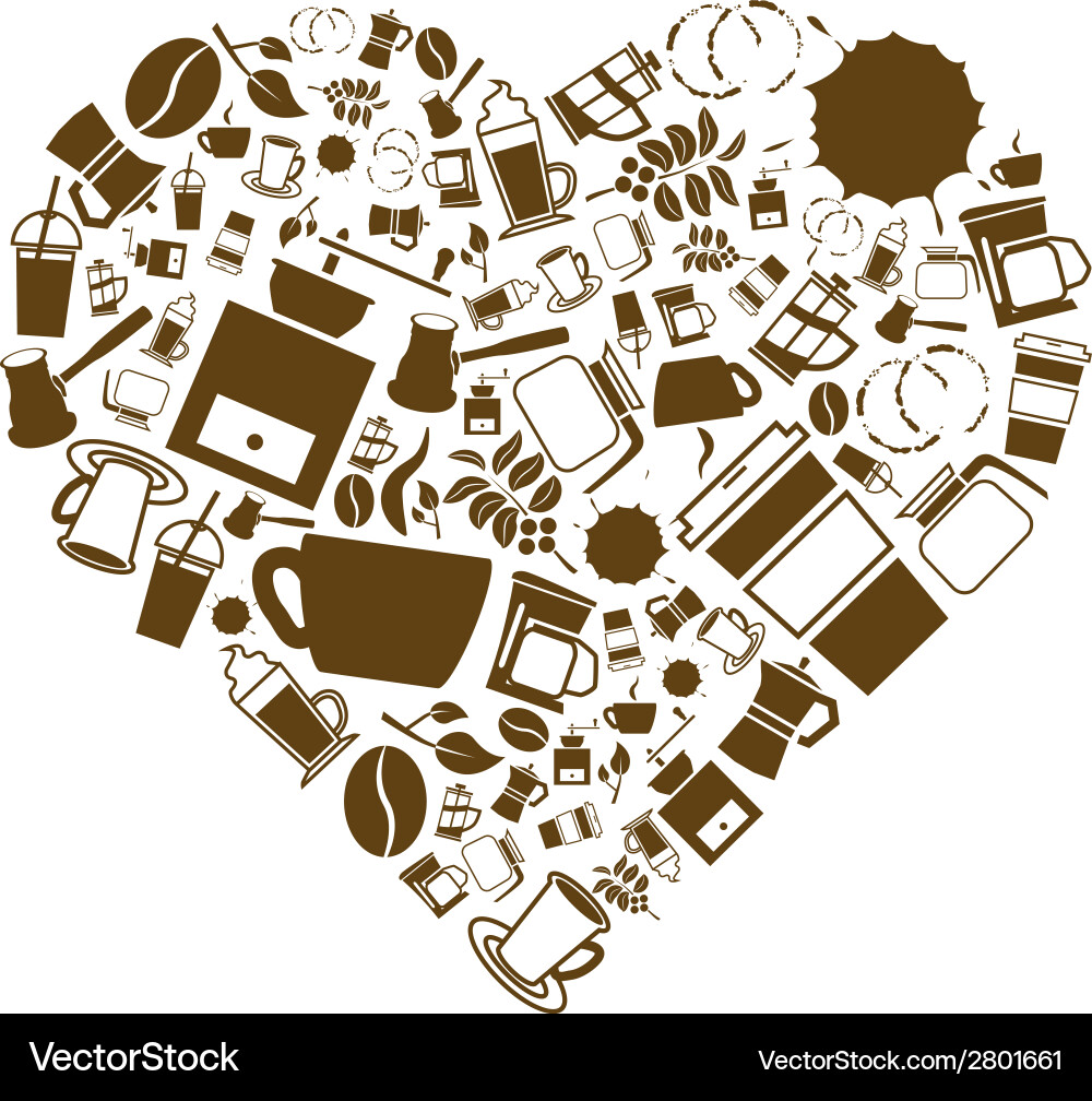 Coffee heart Royalty Free Vector Image - VectorStock