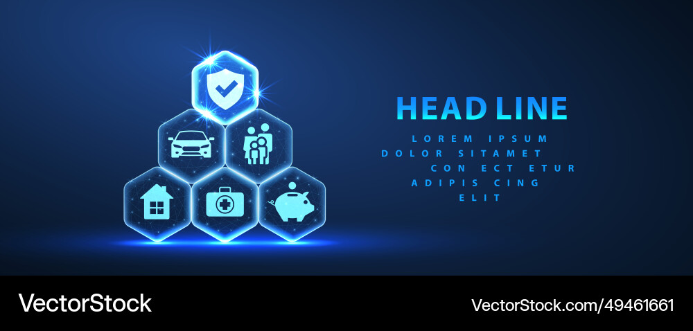 Complex insurance plan hexagons made pyramid Vector Image