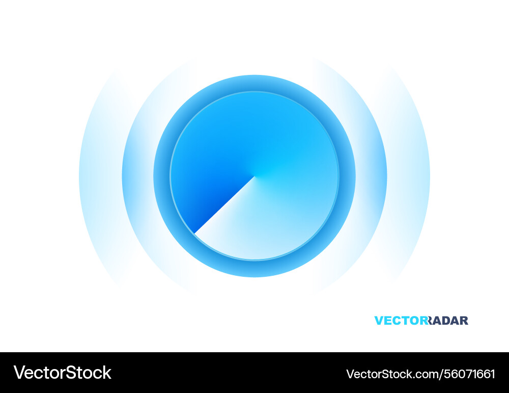 Futuristic blue radar scanning with signal waves Vector Image