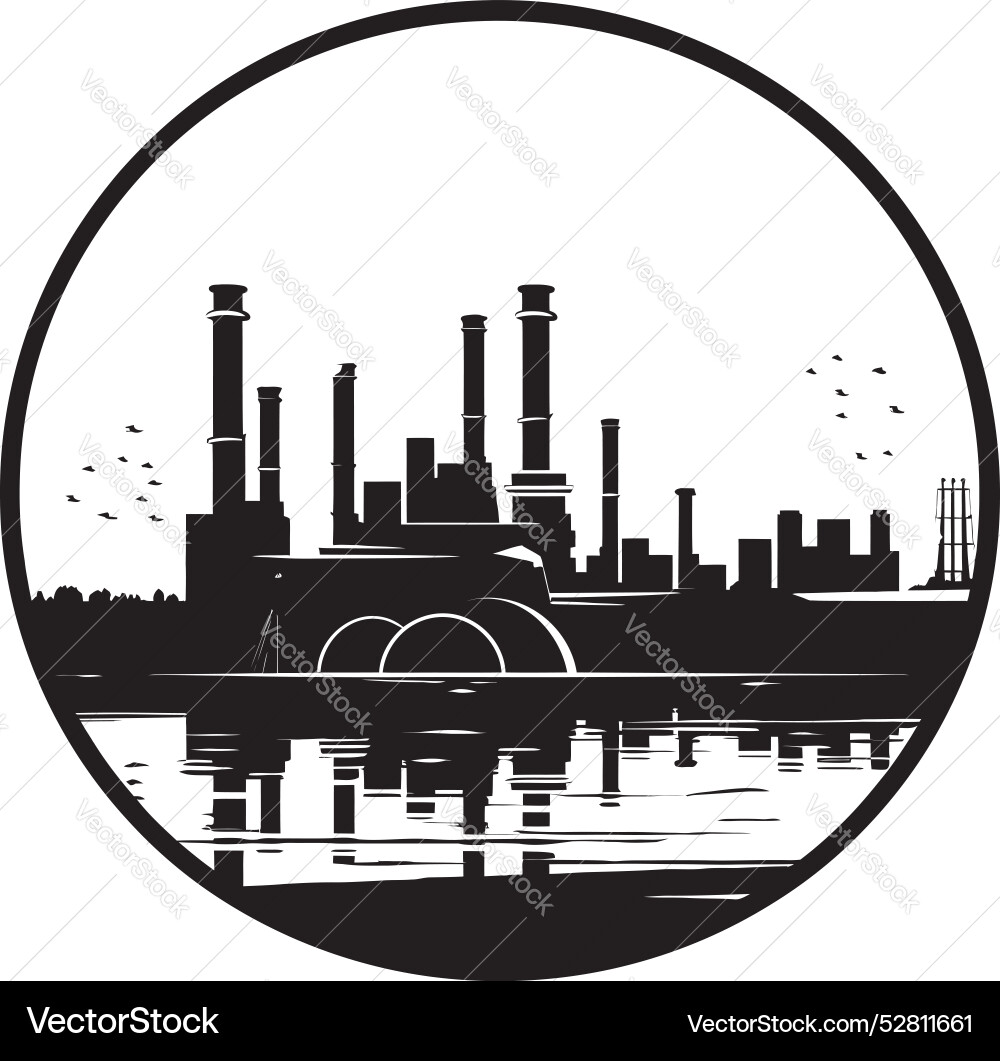 Grimygush river water and air pollution symbol Vector Image