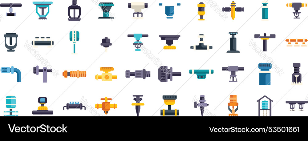 Irrigation system icons showing water sprinklers Vector Image