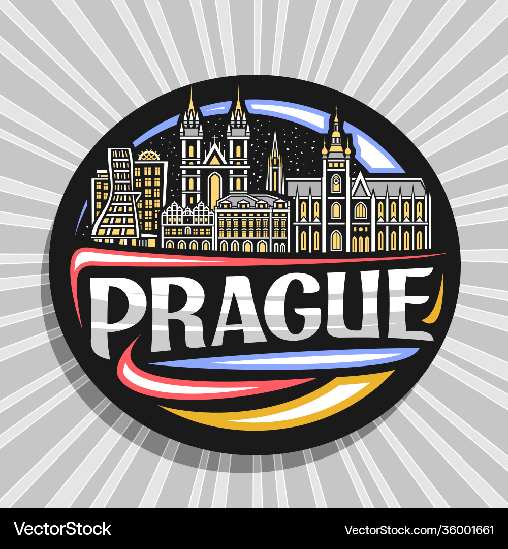 Emblems Of Prague Czech Travel Stamps Set Prague Journey Symbols