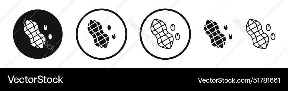 Peanut icon set black filled and outlined style Vector Image