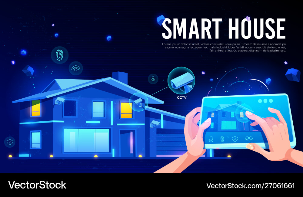 Smart house remote control cartoon concept Vector Image