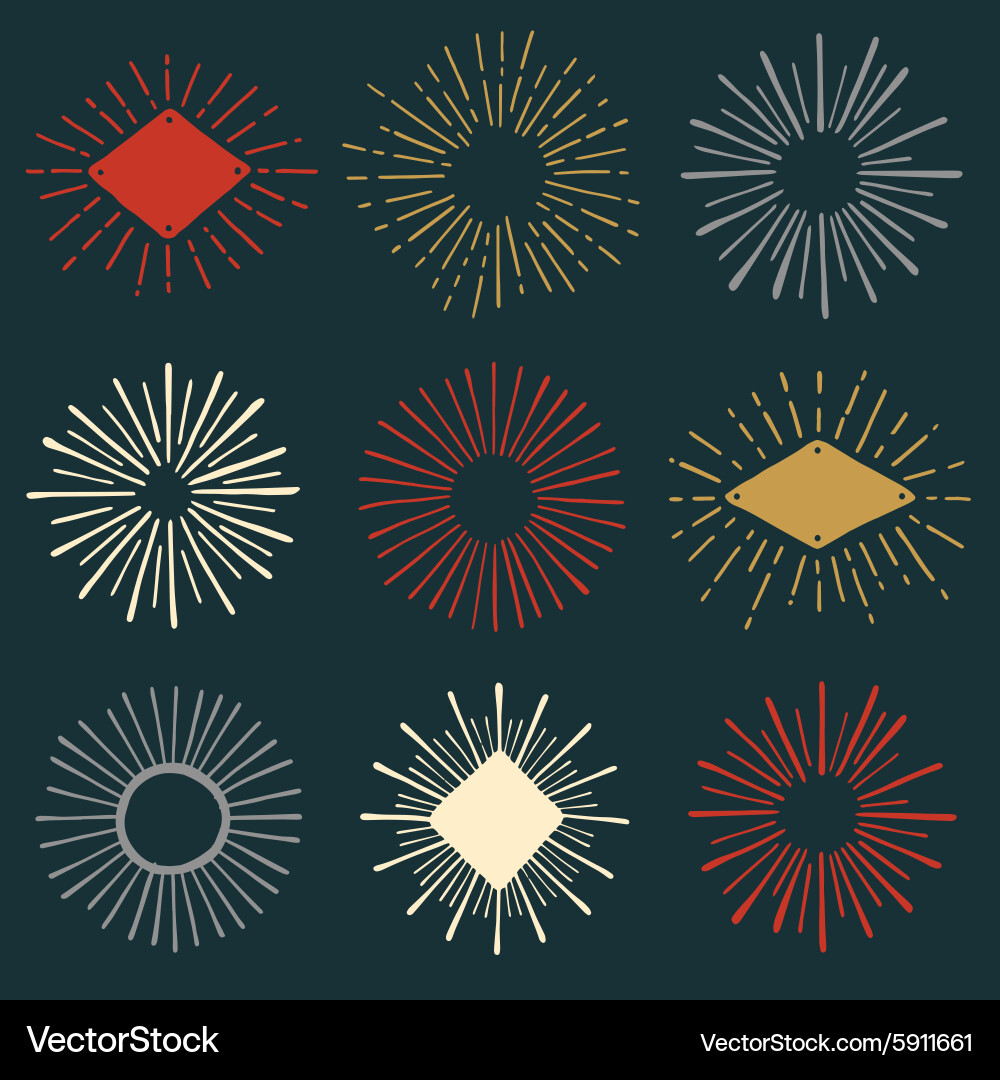 Sunburst Elements Set Royalty Free Vector Image