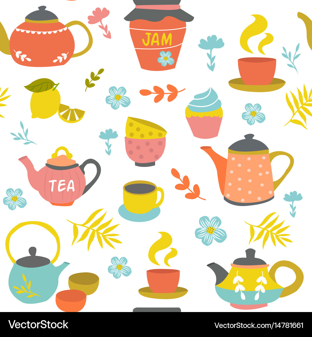 Tea ceremony seamless pattern Royalty Free Vector Image
