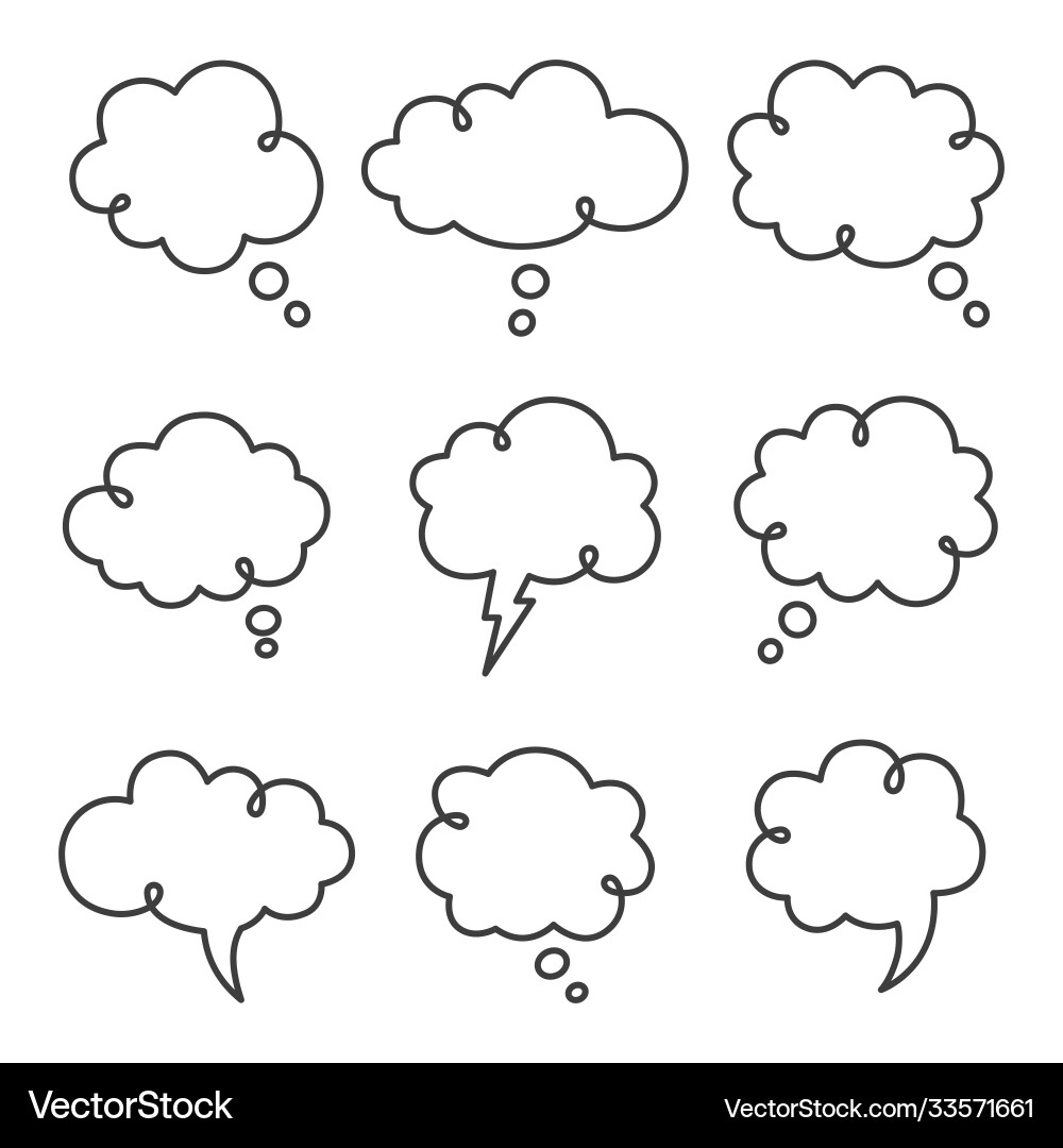 Thinking Bubble Outline White Speech Bubble Outline Vector Banner,