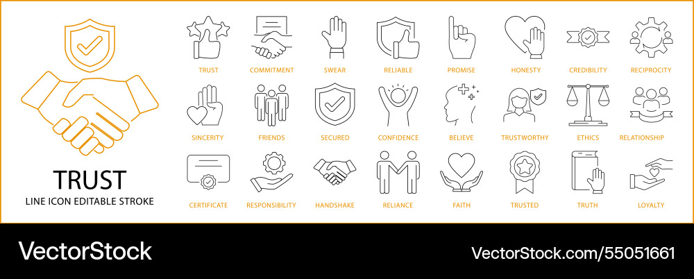 Trust icon set Royalty Free Vector Image - VectorStock