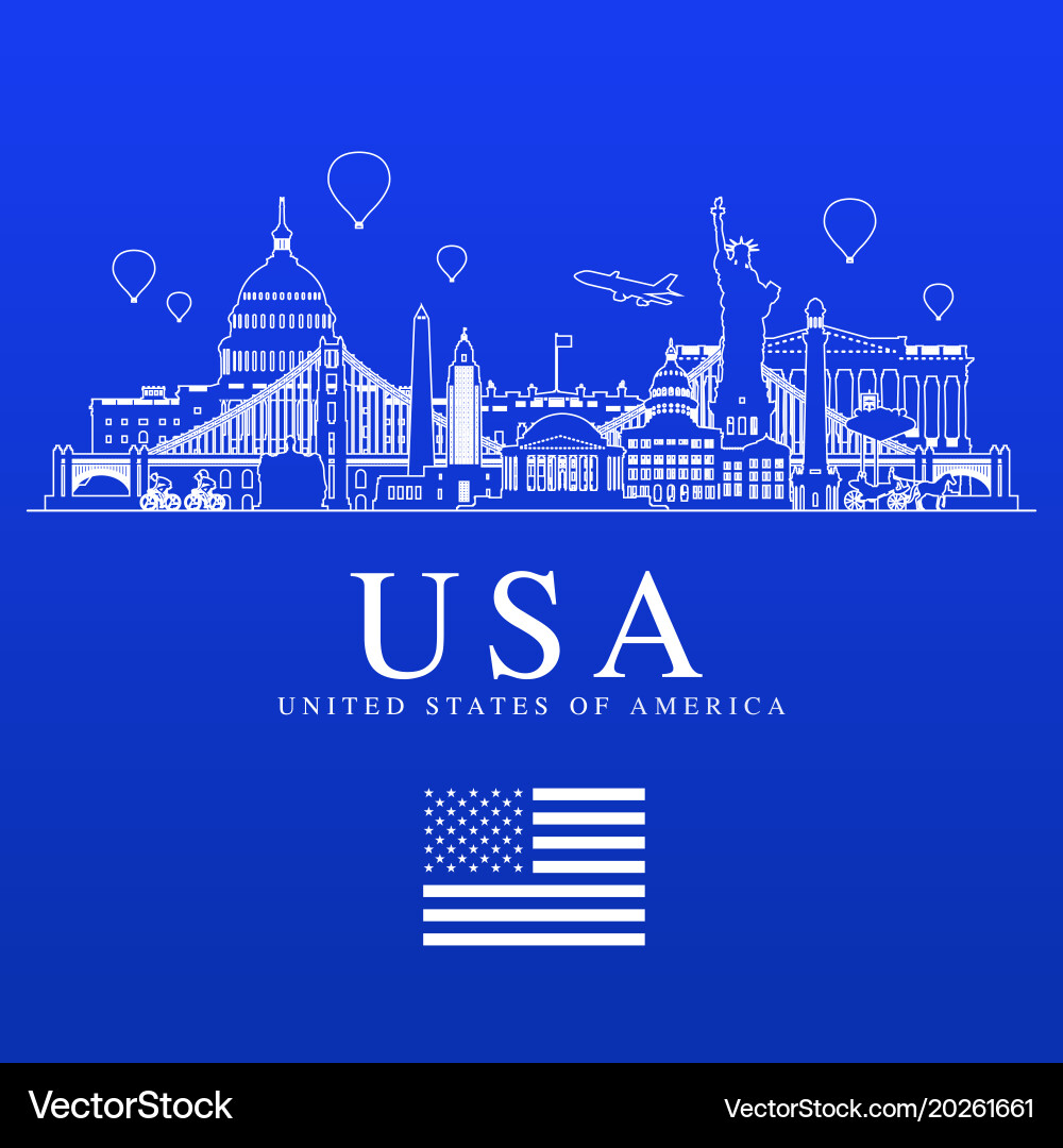 Usa travel landmarks Royalty Free Vector Image