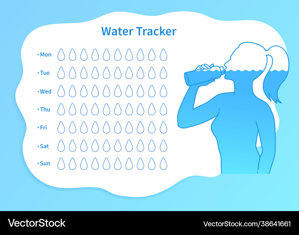 Water tracker template with female silhouette Vector Image