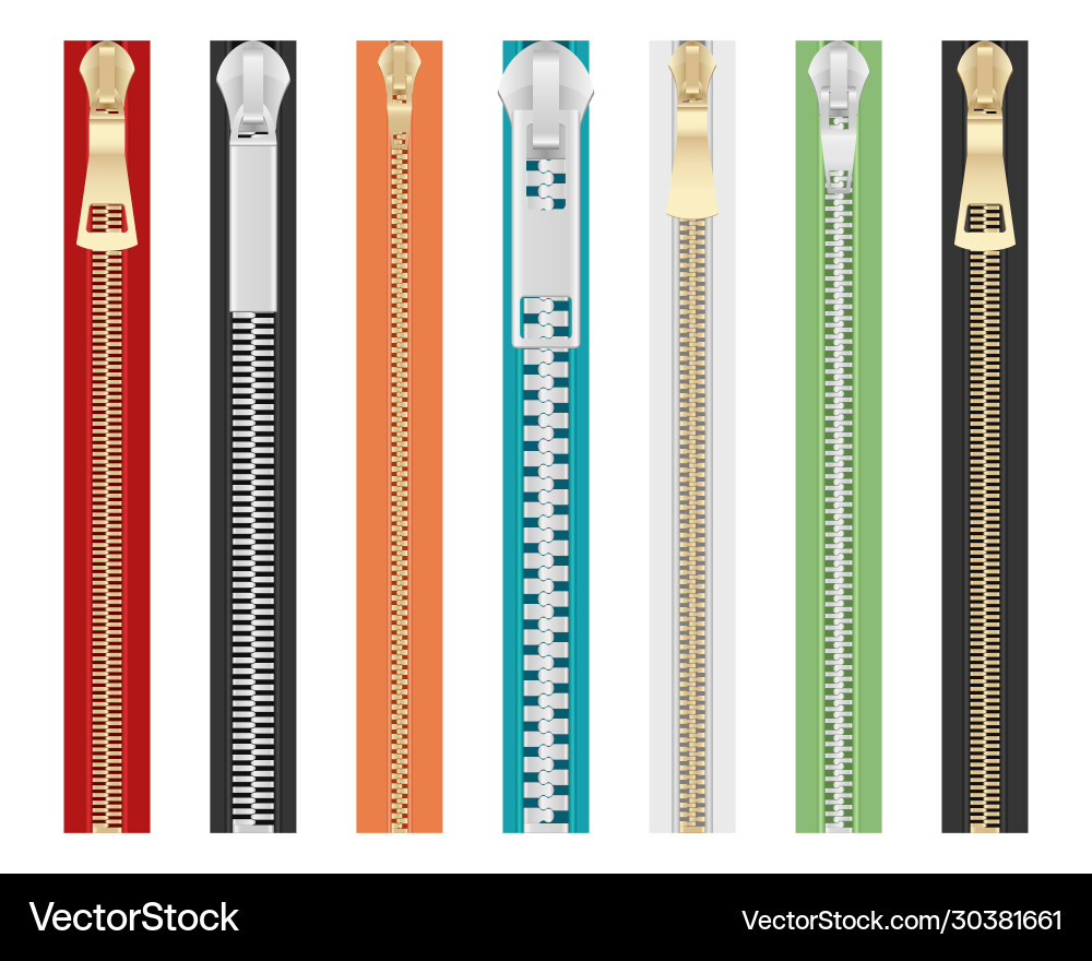 Zipper set Royalty Free Vector Image - VectorStock