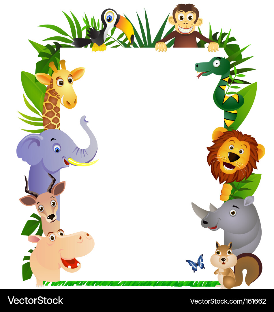 Animal cartoon frame Royalty Free Vector Image