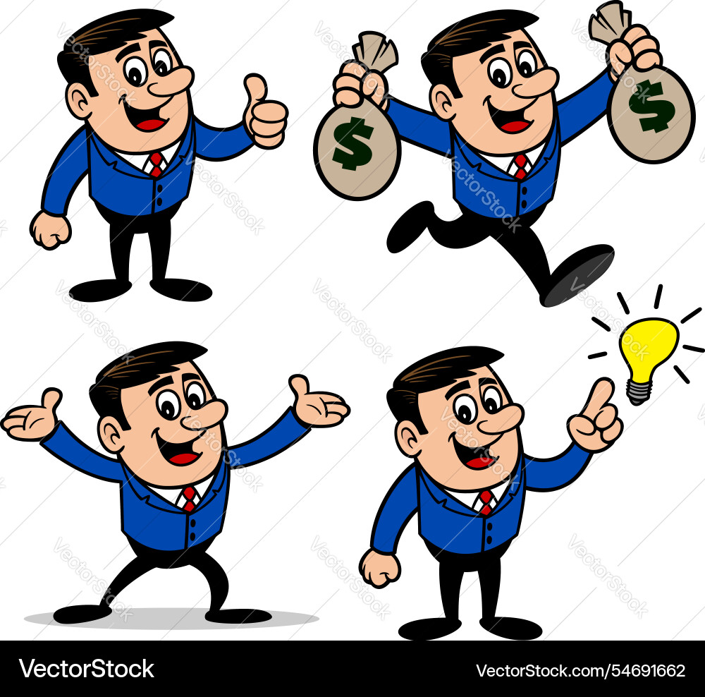 Businessman character set 07 Royalty Free Vector Image