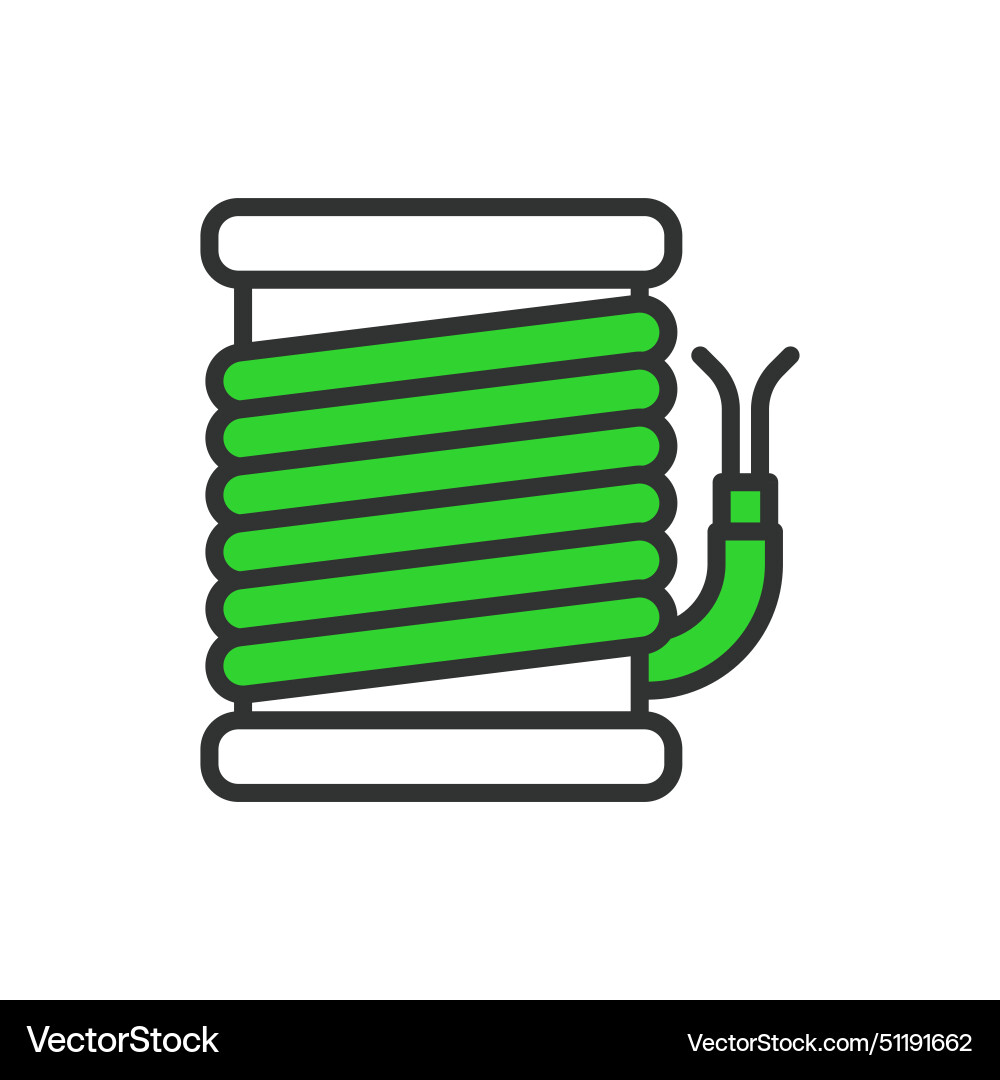 Cable reel in line design green wire Royalty Free Vector