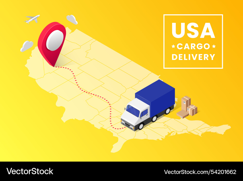 Cargo delivery isometric banner concept with text Vector Image