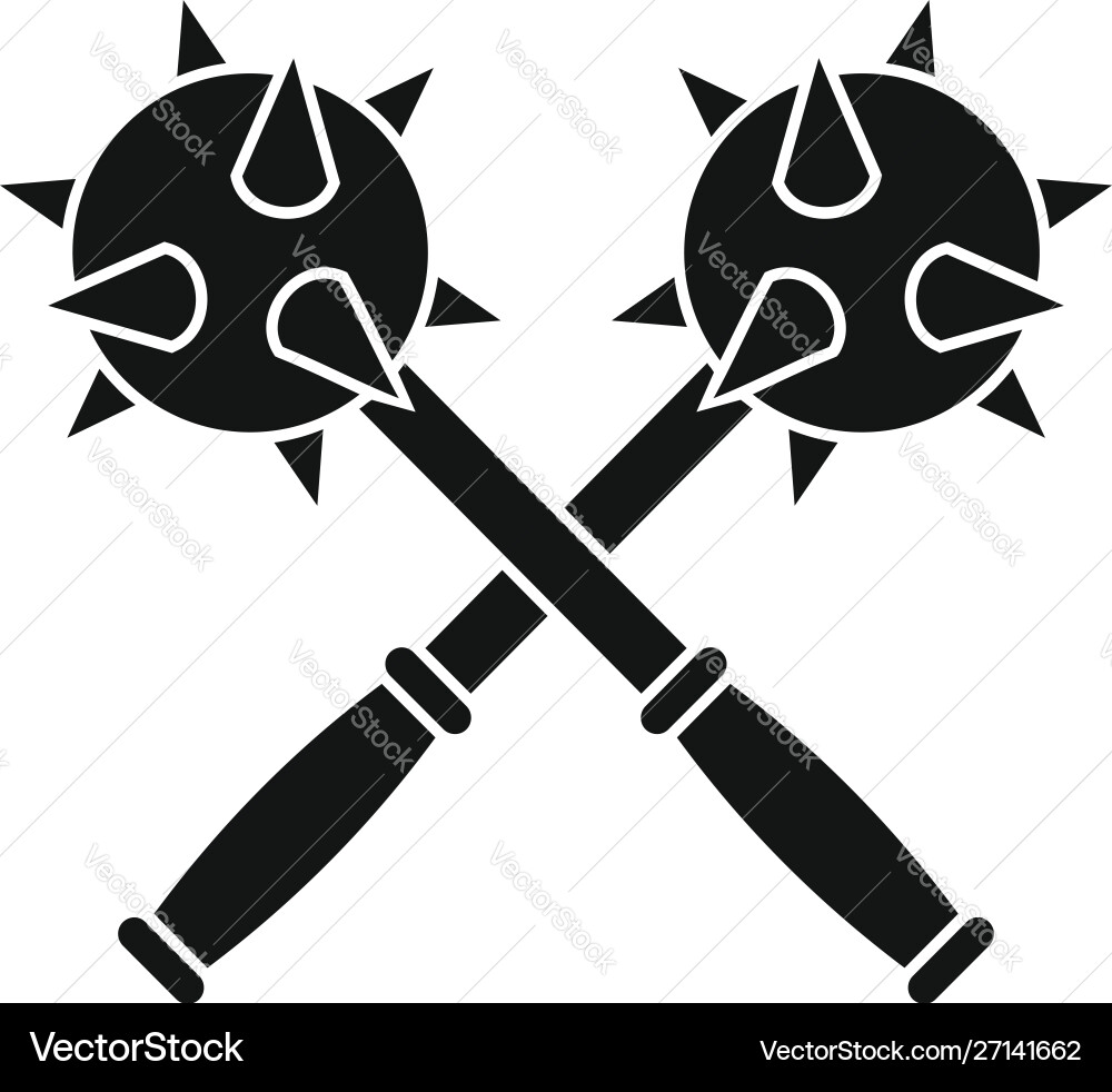 Crossed mace icon simple style Royalty Free Vector Image