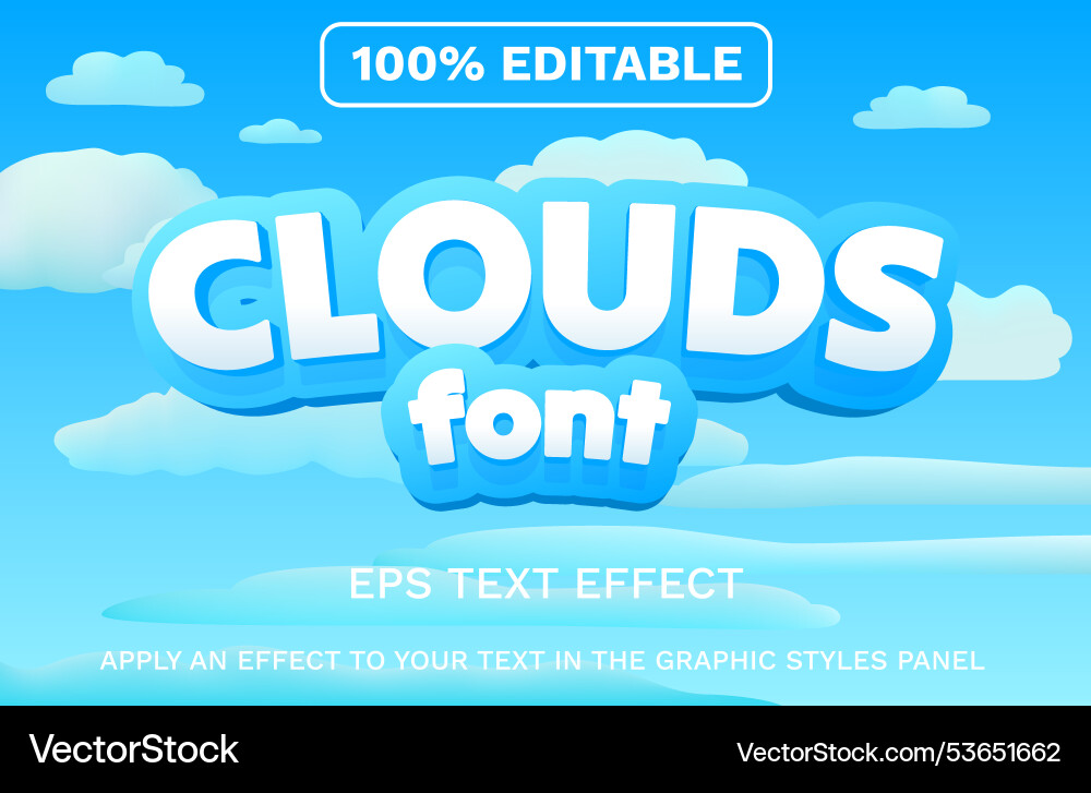 Editable text effect clouds font flash sale Vector Image