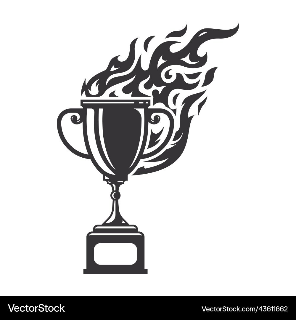 Hot trophy fire logo silhouette sport graphic Vector Image