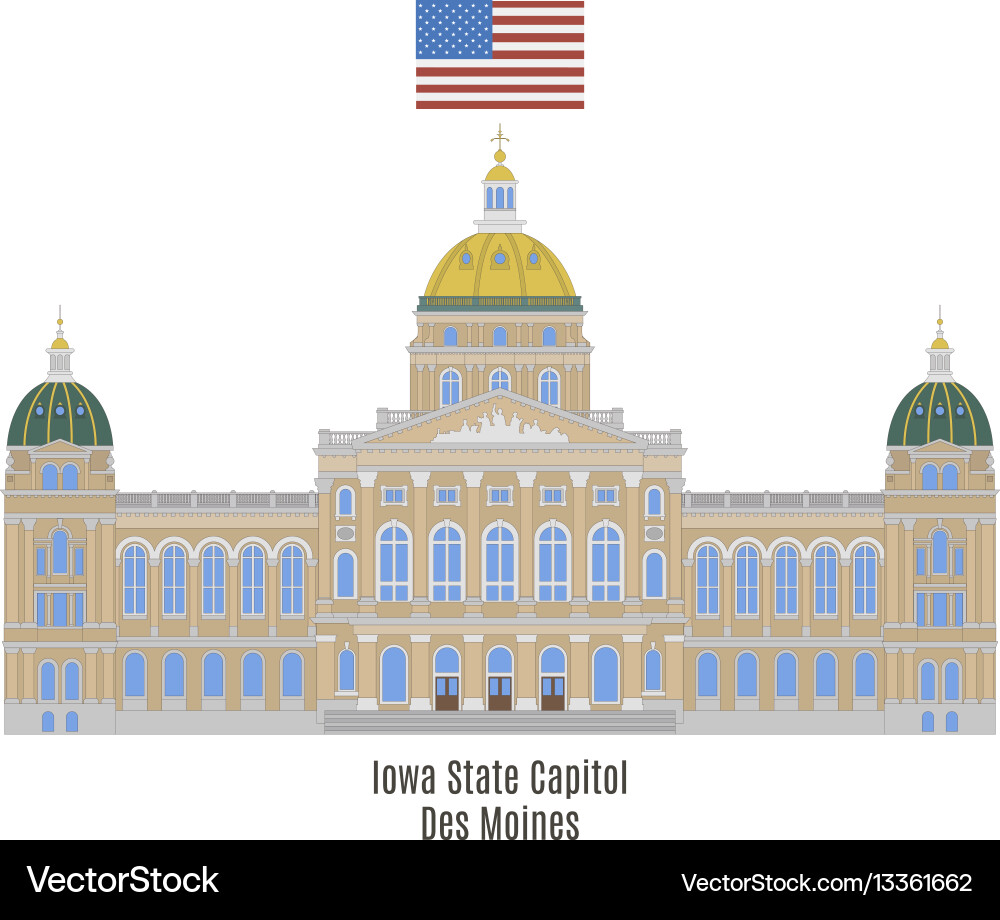 Iowa state capitol Royalty Free Vector Image - VectorStock