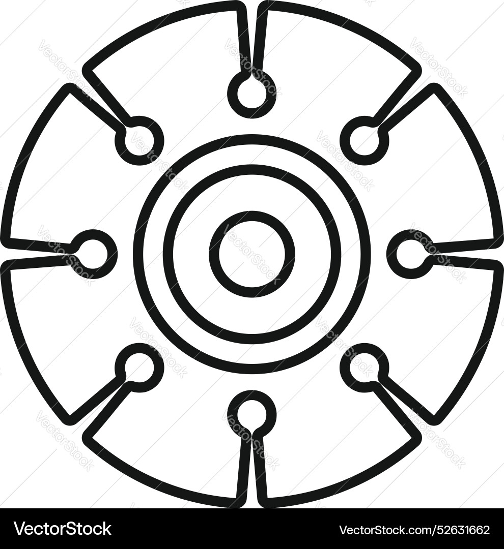 Line drawing of a cutting disc with segments Vector Image