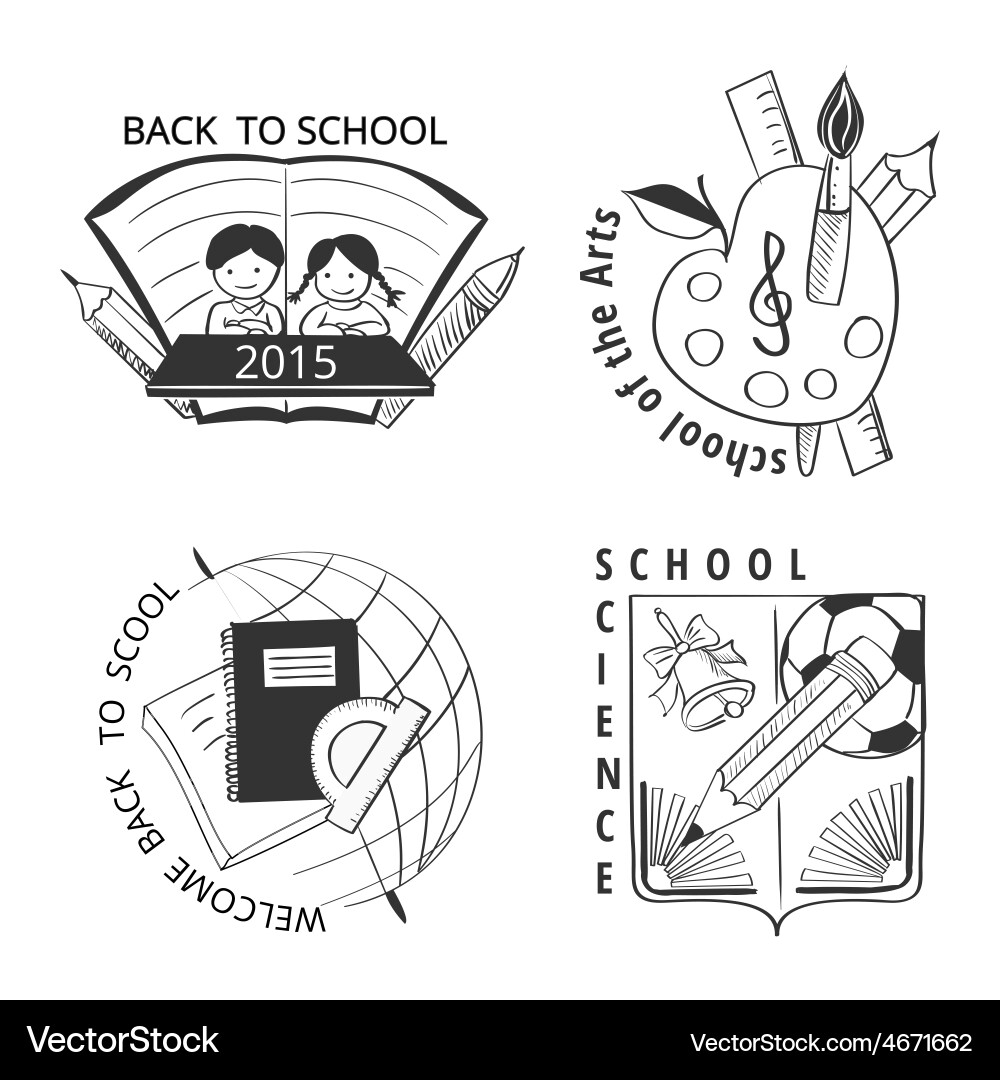 Set vintage school labels Royalty Free Vector Image