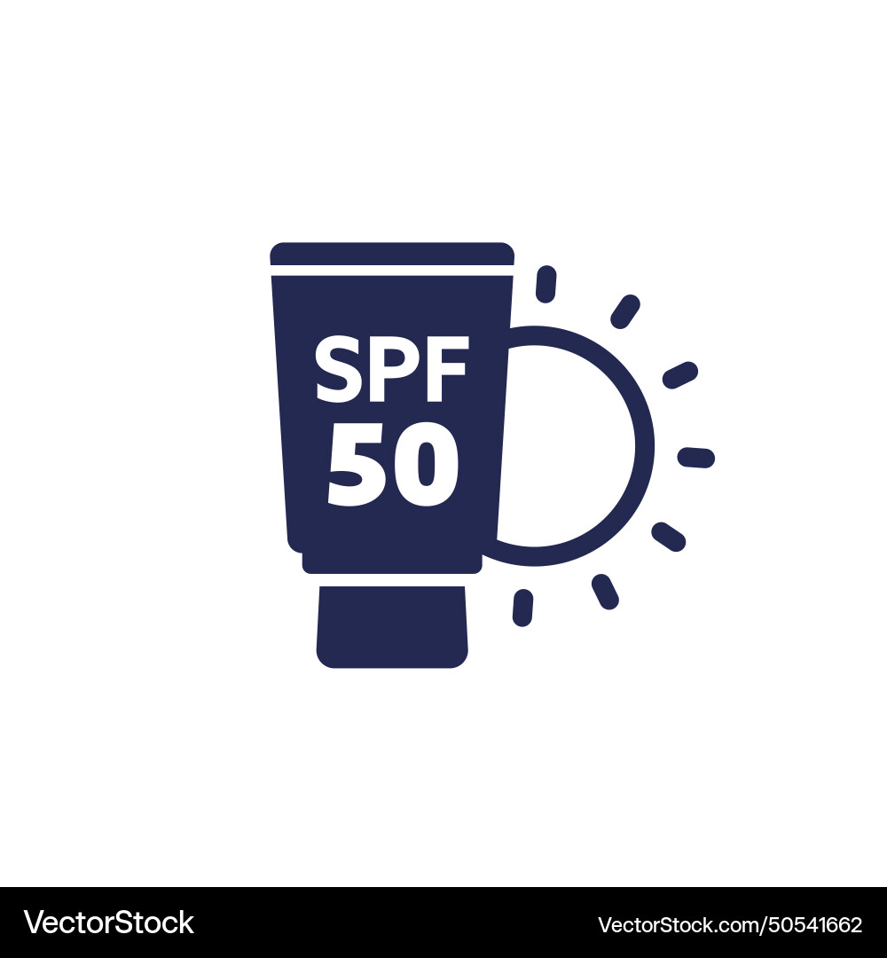 Spf 50 sunscreen icon uv protection Royalty Free Vector