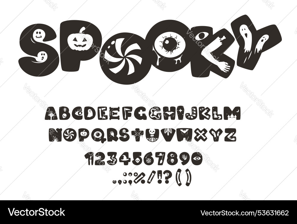 Spooky Halloween ABC Font - Horror Typeface Vector Image