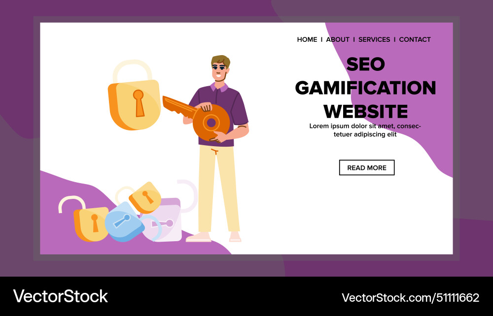 Strategy seo gamification website Royalty Free Vector Image