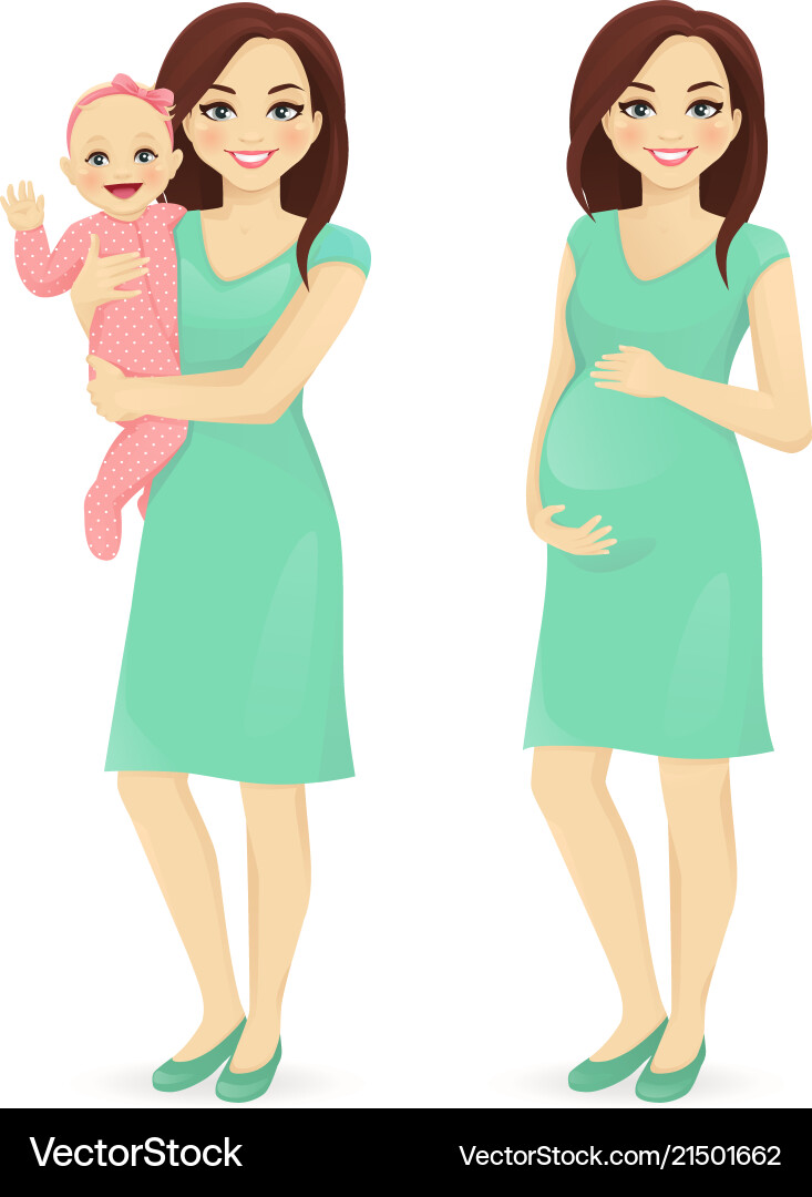 Young mother set Royalty Free Vector Image - VectorStock