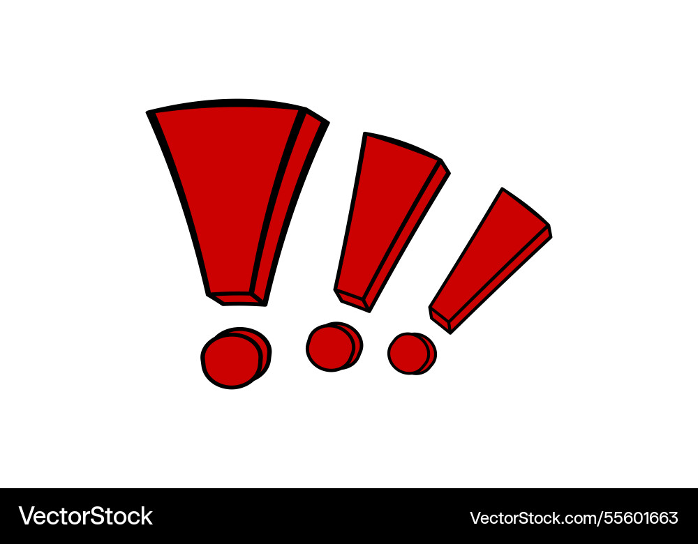 Bold red exclamation marks on white background Vector Image