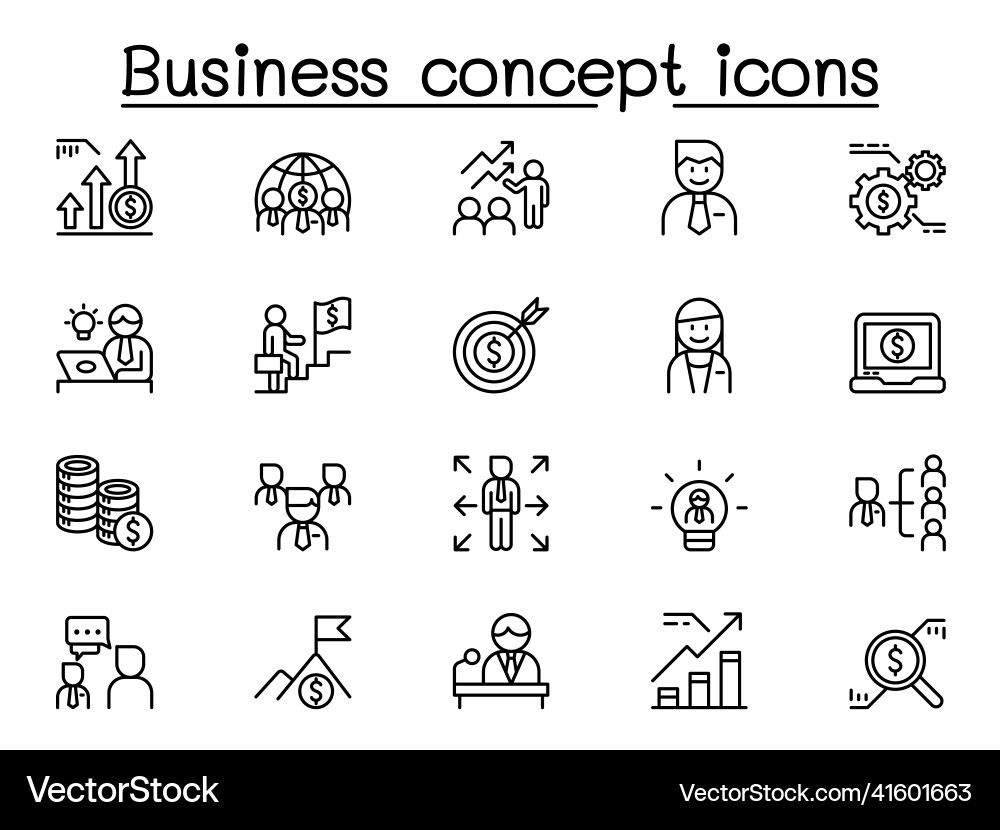 Business concept icons set in thin line style Vector Image