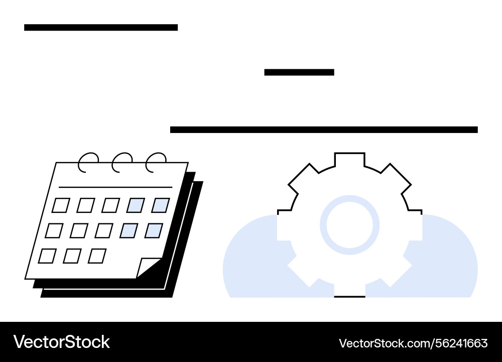 Calendar and gear representing scheduling Vector Image