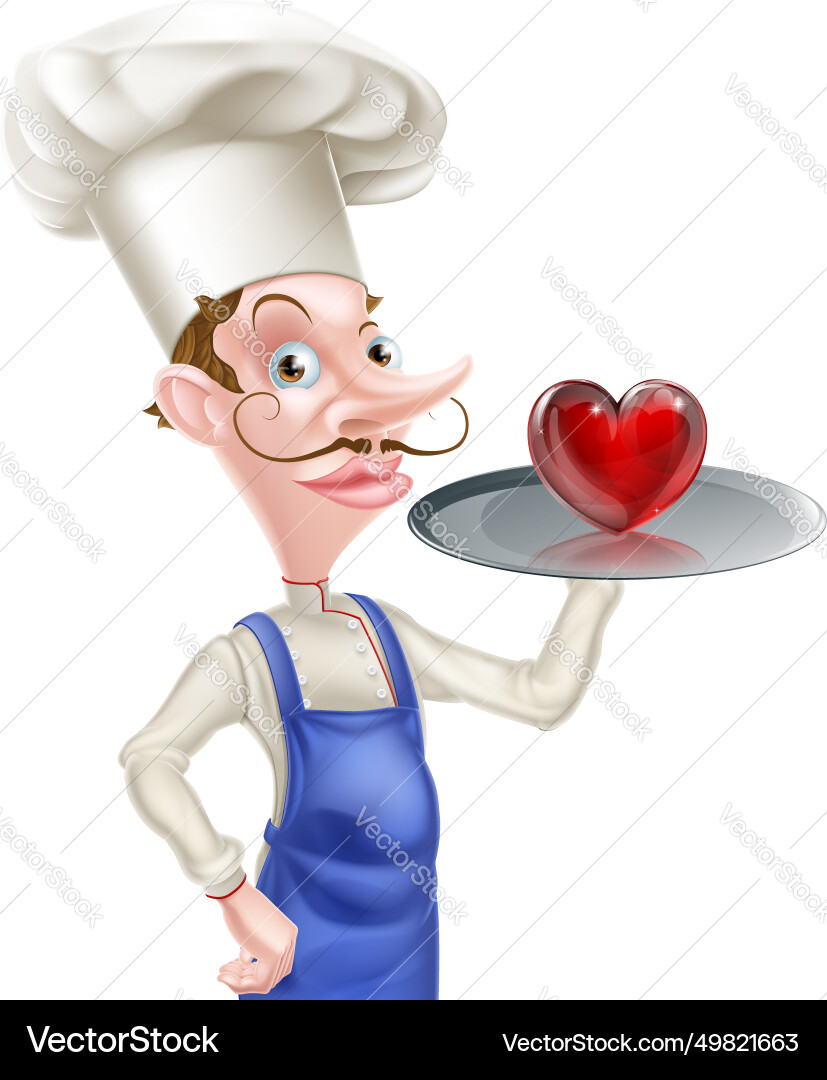 Cartoon chef with heart Royalty Free Vector Image