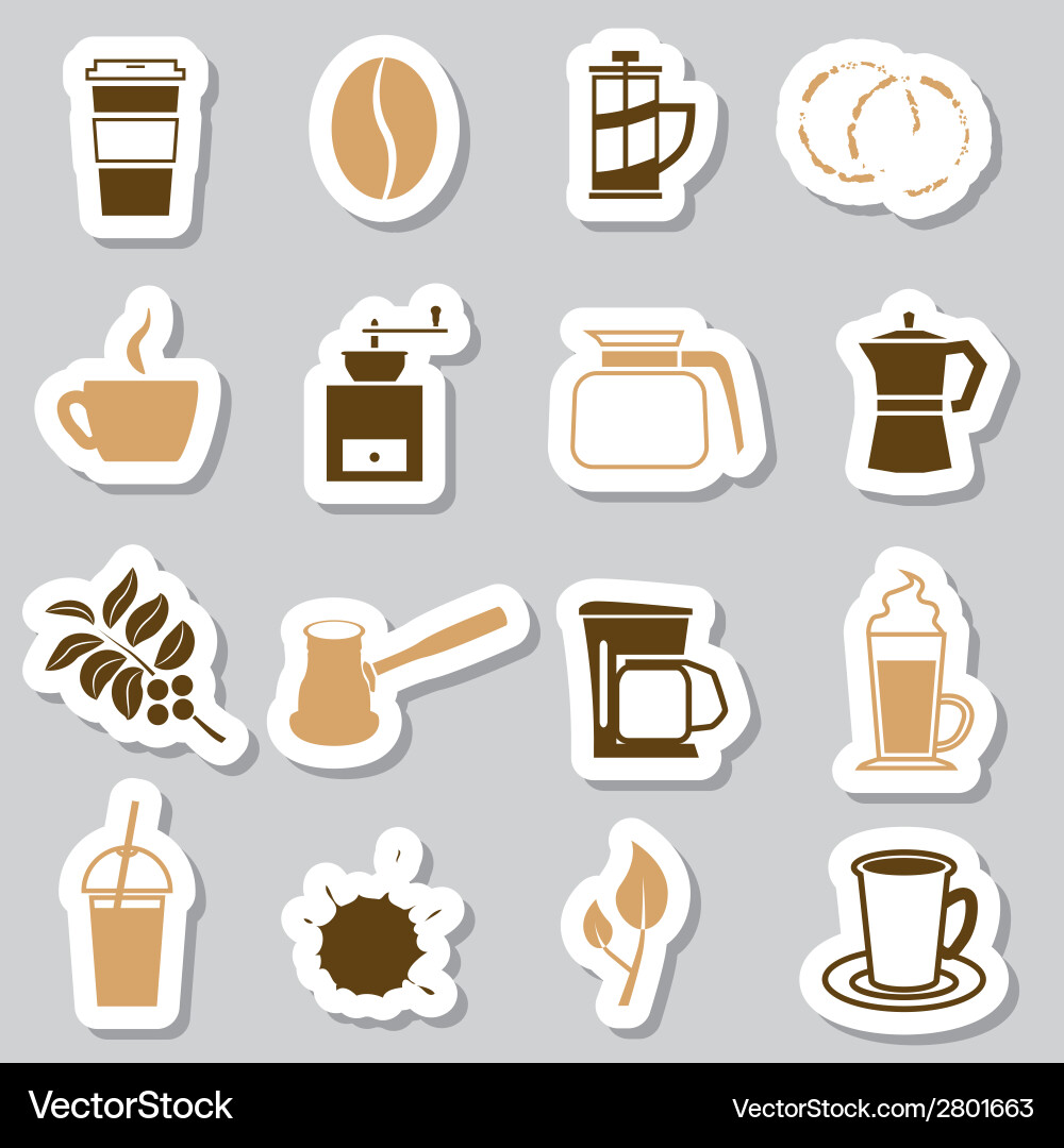 Coffee stickers Royalty Free Vector Image - VectorStock