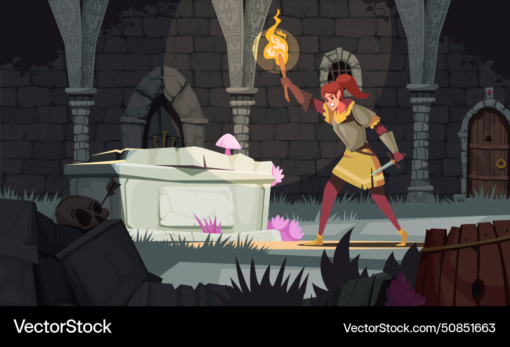 Dungeon cartoon concept Royalty Free Vector Image