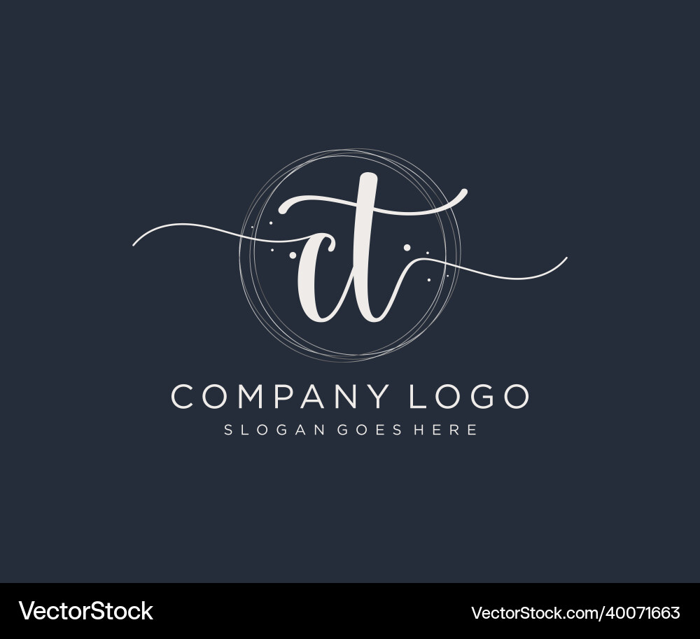 Elegant CT Initial Logo - Feminine & Floral Vector Image