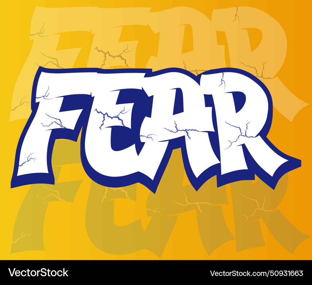 English word fear cracked graffiti style design Vector Image