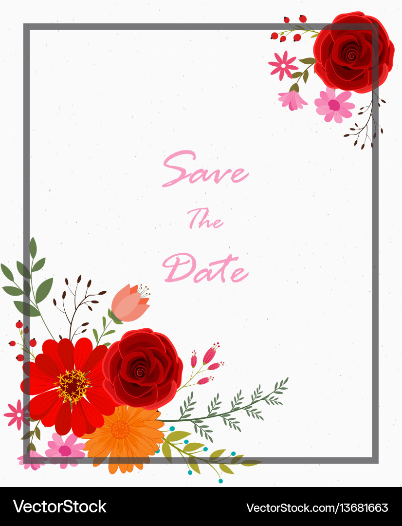Invitation card with flowers Royalty Free Vector Image