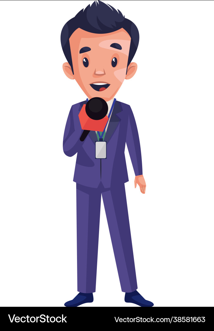 Journalist boy cartoon character Royalty Free Vector Image