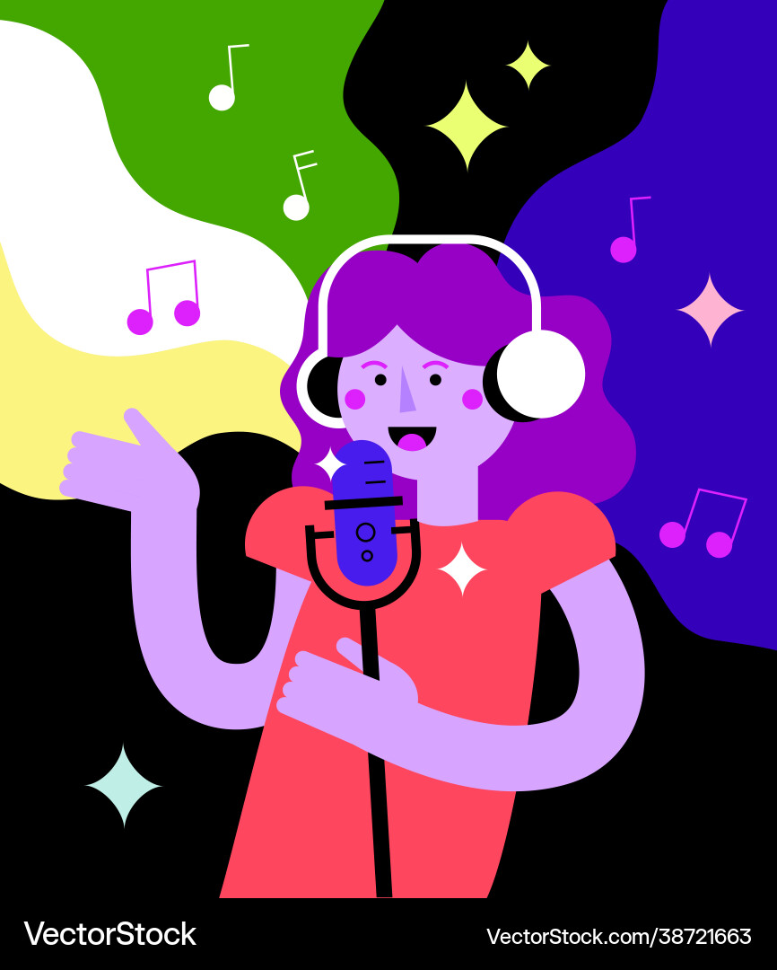 Karaoke Singer with Microphone Royalty Free Vector Image