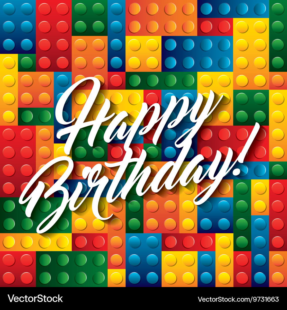 Lego pieces icon happy birthday design Royalty Free Vector