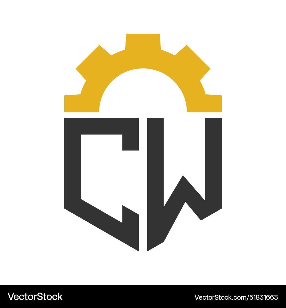 Letter cw gear logo design for service center Vector Image